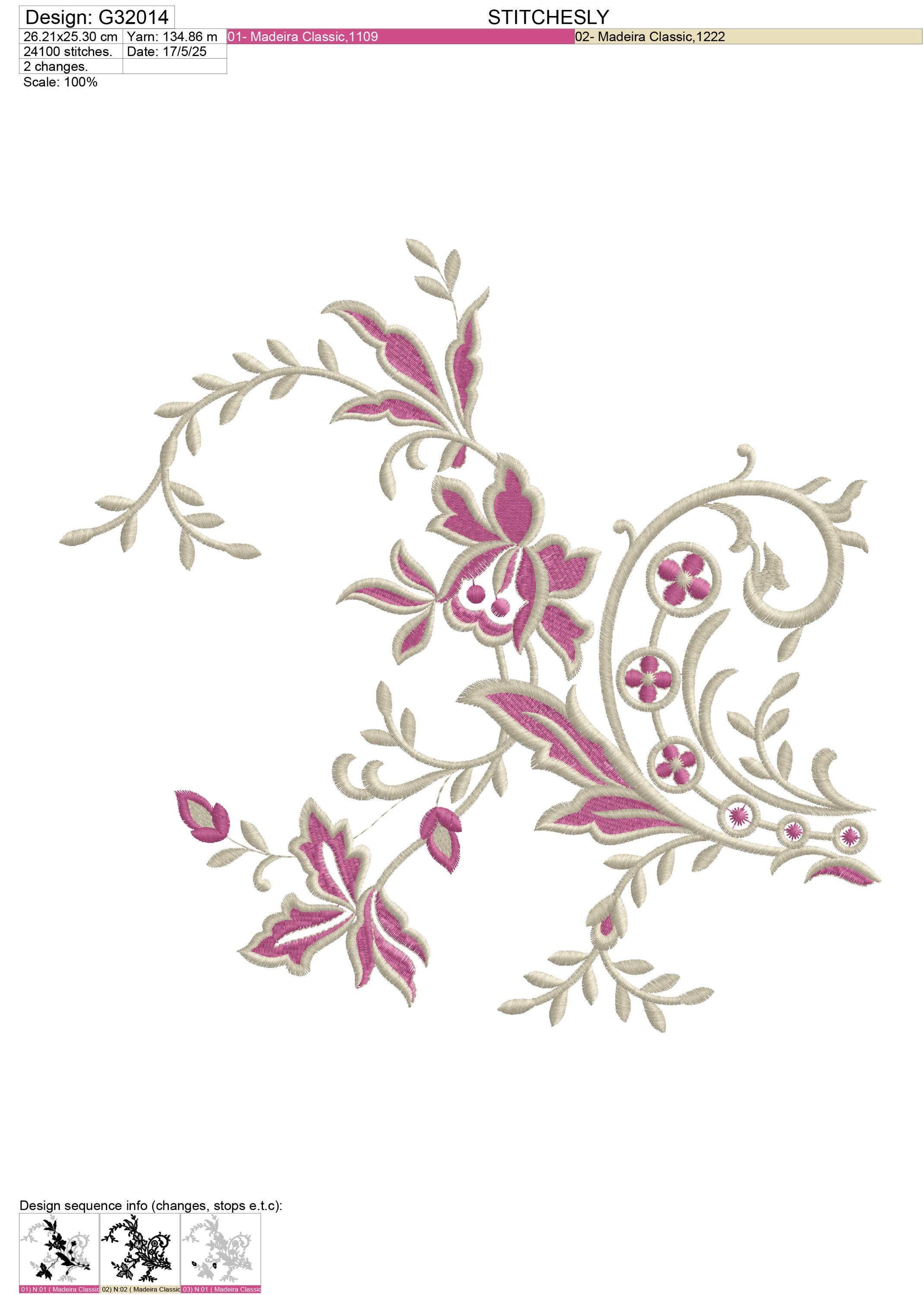 Floral Embroidery Design – Machine Stitch File (instant Download) - Etsy