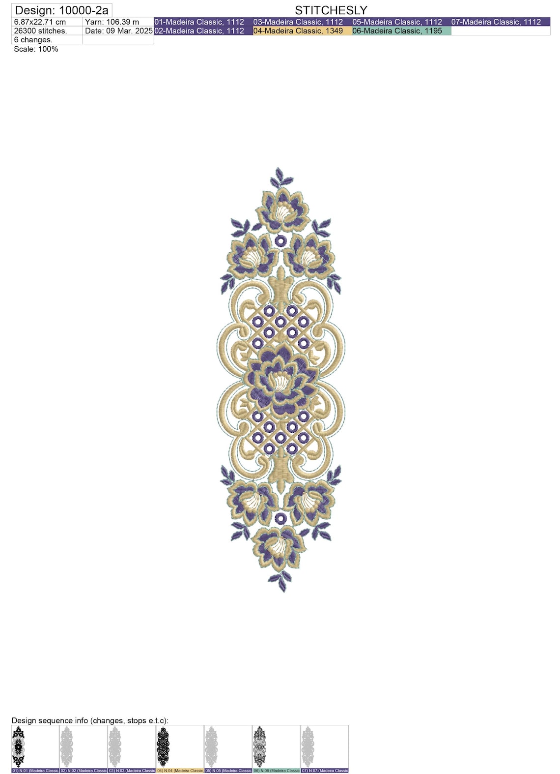 Baroque Floral Embroidery Design – Two Sizes – Instant Download Machine ...