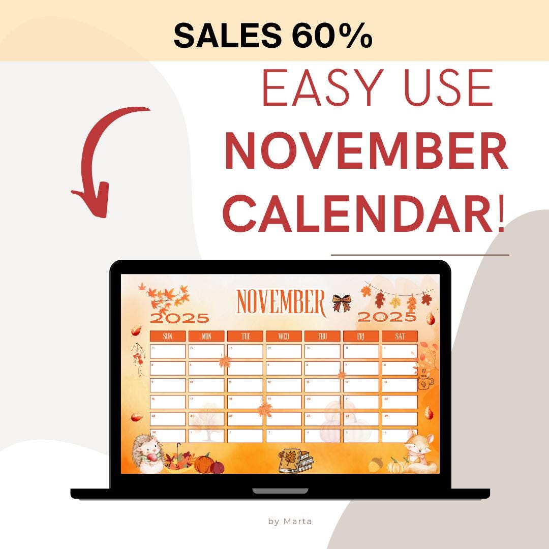 EASY USE November 2025 Calendar for all Family! Edit Printable. Home ...