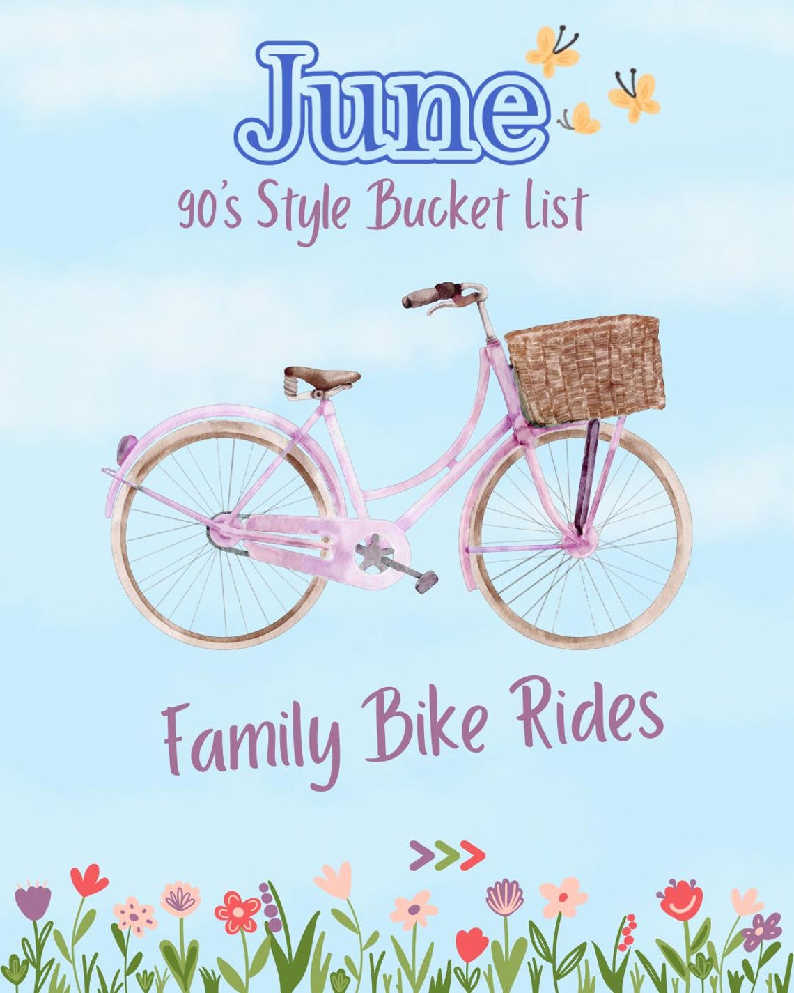 90s Style June Bucket List Printable – Retro Spring Activities for Kids ...