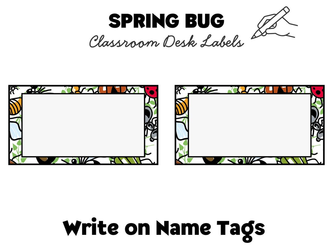 Spring Name Tags | Classroom Desk Plates & Cubby Labels | Bug Theme - Etsy