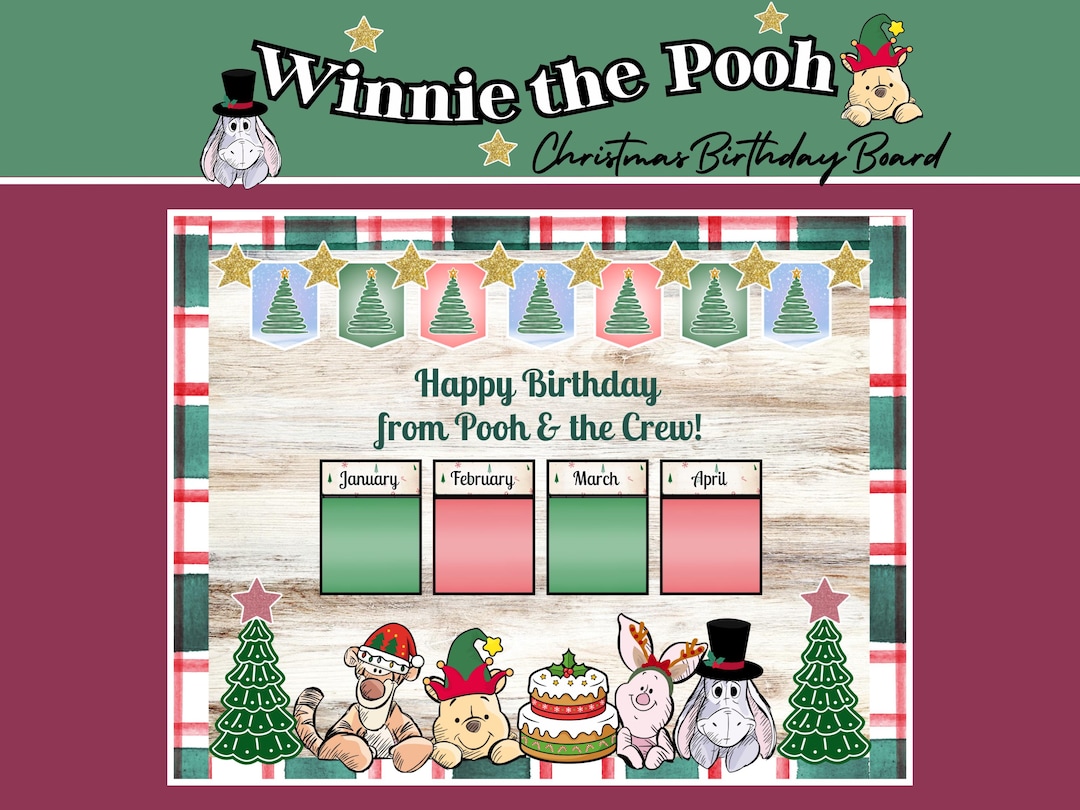 Winnie the Pooh Birthday Bulletin Board Kit | Christmas Theme | Instant ...