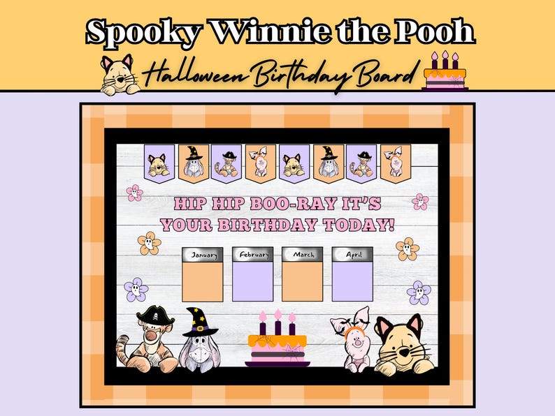 Winnie the Pooh Birthday Bulletin Board Kit | Halloween Theme | Instant ...