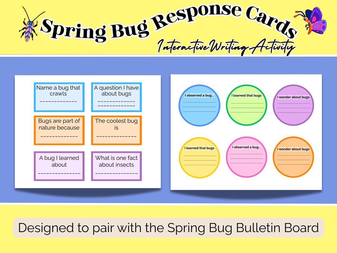 Spring Bug Writing Prompts | Insect Response Cards | Interactive ...