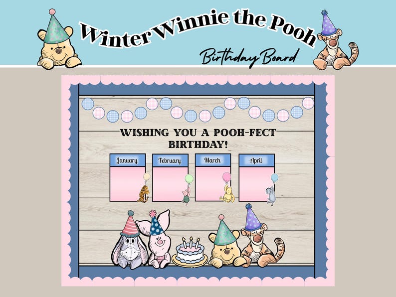 Winnie the Pooh Birthday Bulletin Board Kit | Winter Classroom Theme ...