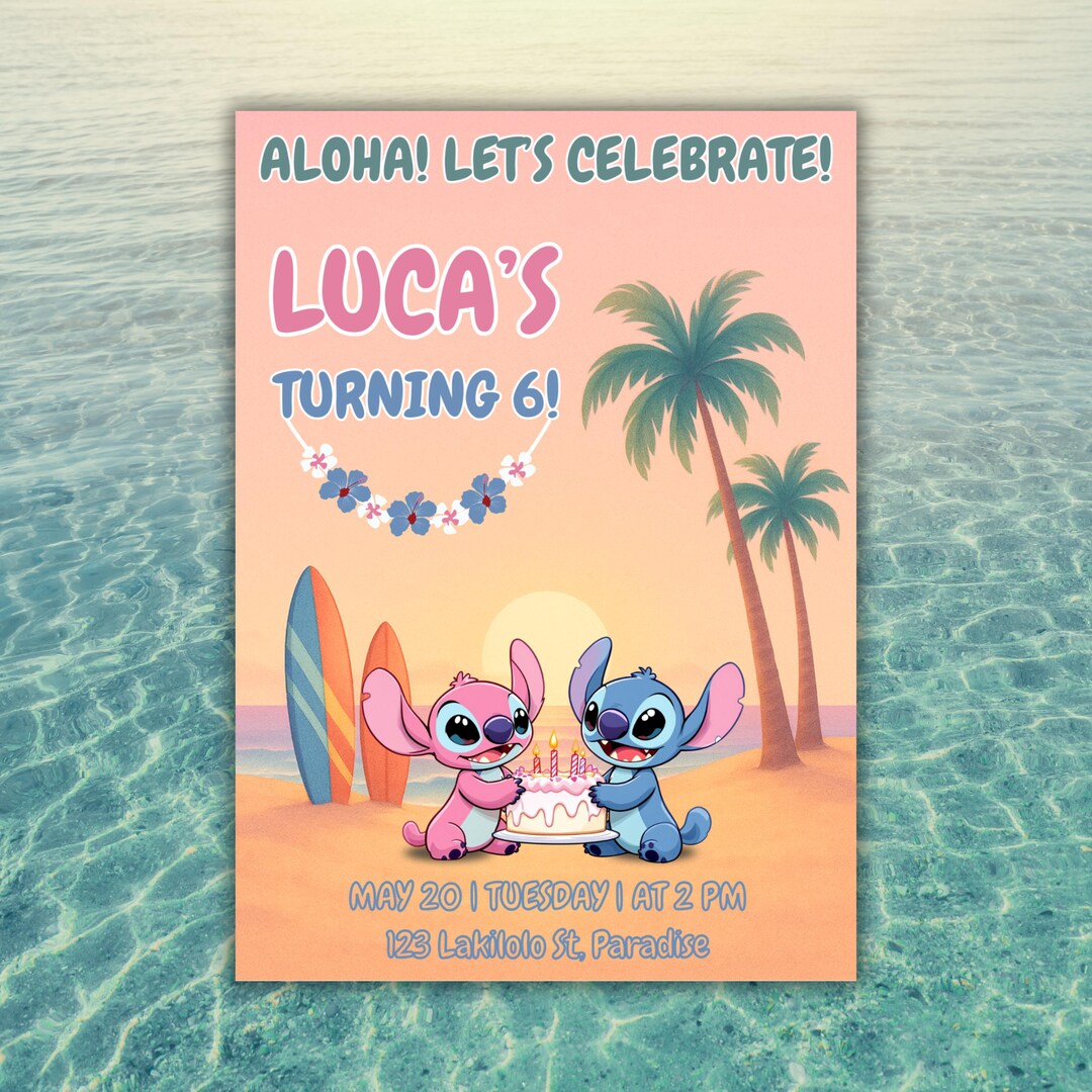 Editable Stitch Birthday Invitation, Lilo and Stitch Birthday Invite ...