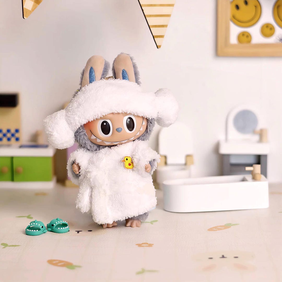 Labubu Cozy Bathrobe Outfit Clothes for Have a Seat Macaron Big Into Energy - 100% Handmade - Etsy