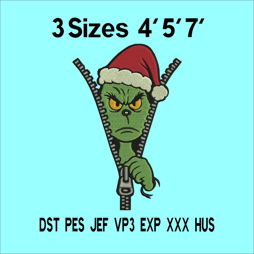 Unique Grinch Christmas Zipper Peeker Embroidery Design Grinchy Style ...