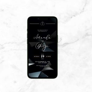 Luxury Modern Black Wedding Invitation Template, Digital Wedding E ...
