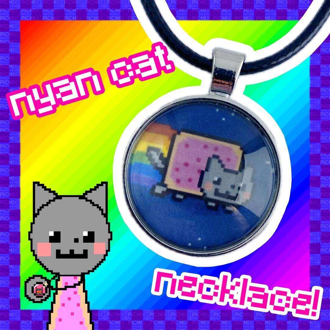 2010s Scene Style Nyan Cat and Tac Nayn Pendant Cabochon Necklace! - Etsy