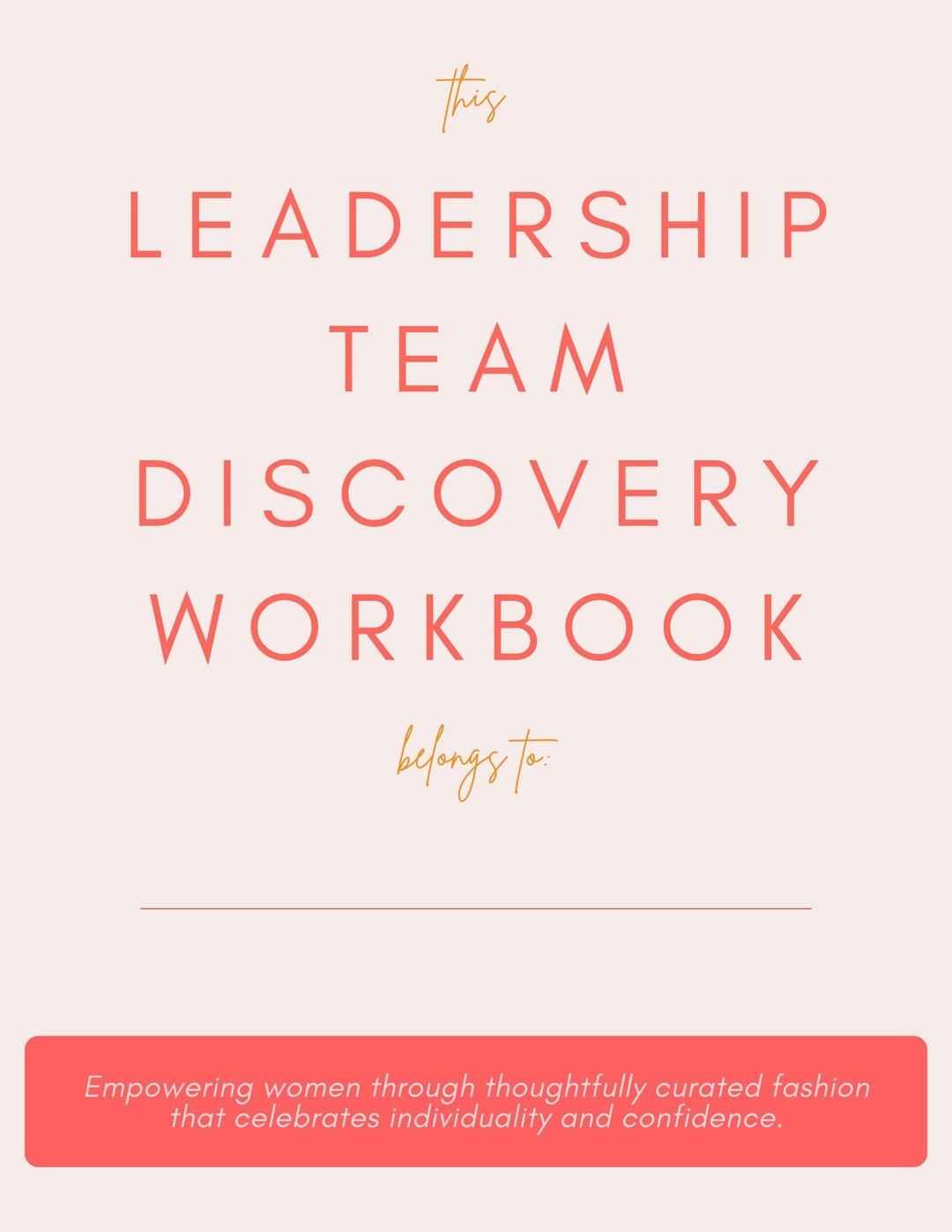Leadership Team Discovery Exercise Workbook Download - Etsy