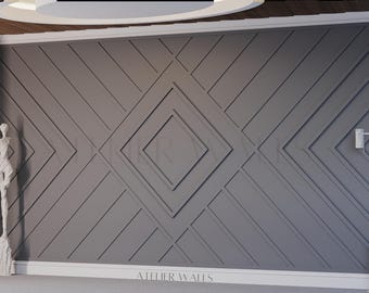 Custom Asymmetrical Wall Molding Design: Accent Wall Plans (digital ...