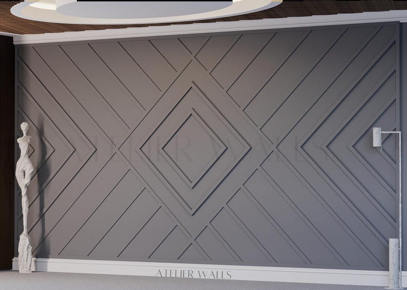 Custom Wall Molding Design: Asymmetrical Accent Wall Plans (digital ...