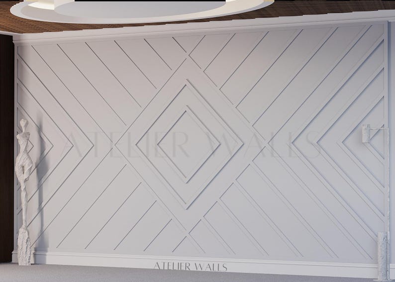 Custom Wall Molding Design: Asymmetrical Accent Wall Plans (digital ...