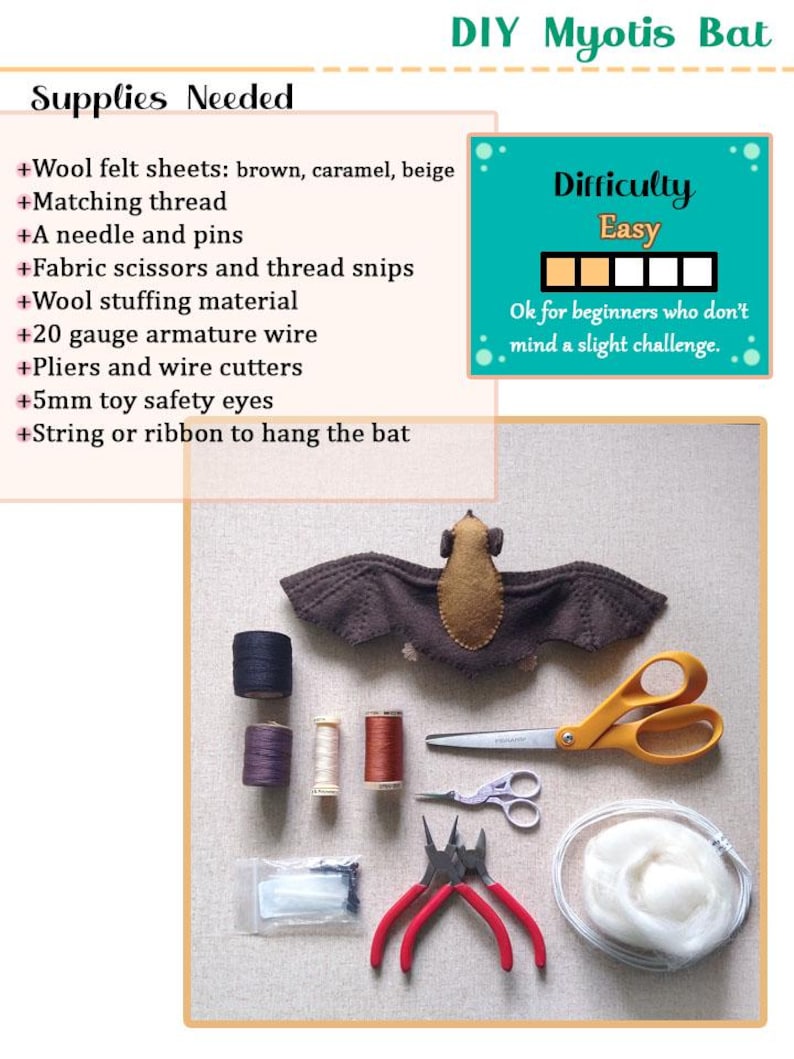 Felt Bat- PDF Tutorial and Pattern Download- Western Long-eared Myotis ...