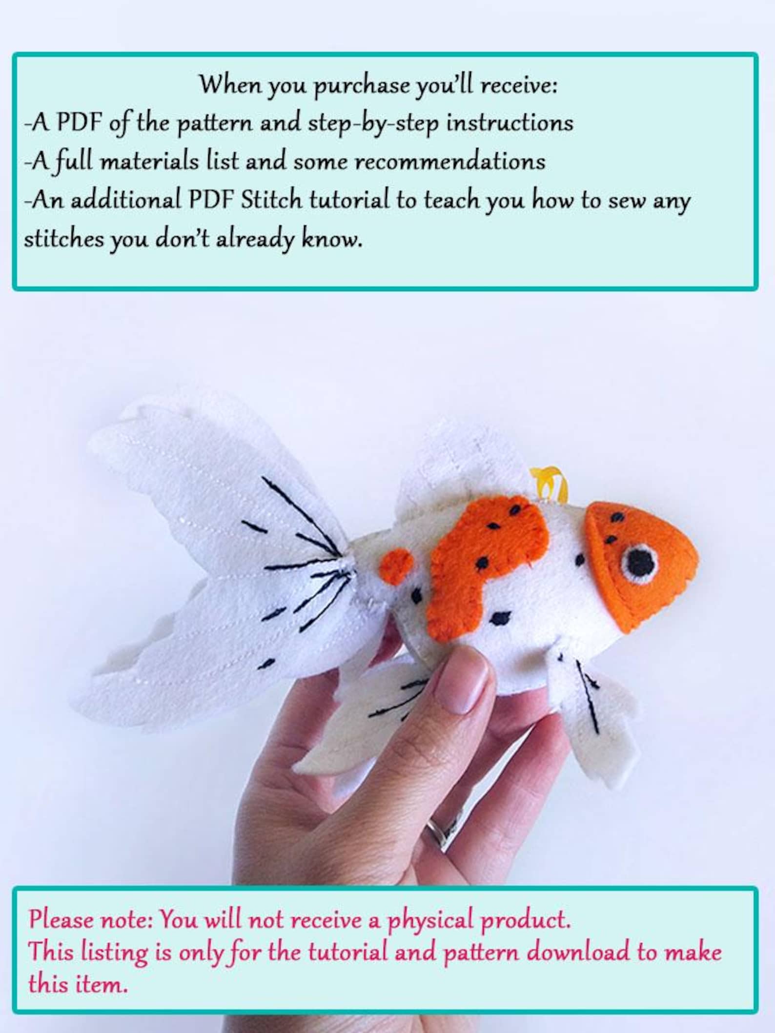 DIY Felt Goldfish- PDF Tutorial and Pattern Download- Fantail Fancy ...