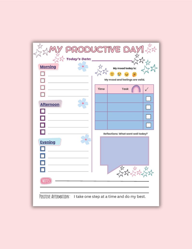 Fun & Colorful Kids' Daily Planner Printable - Pastel Edition ...