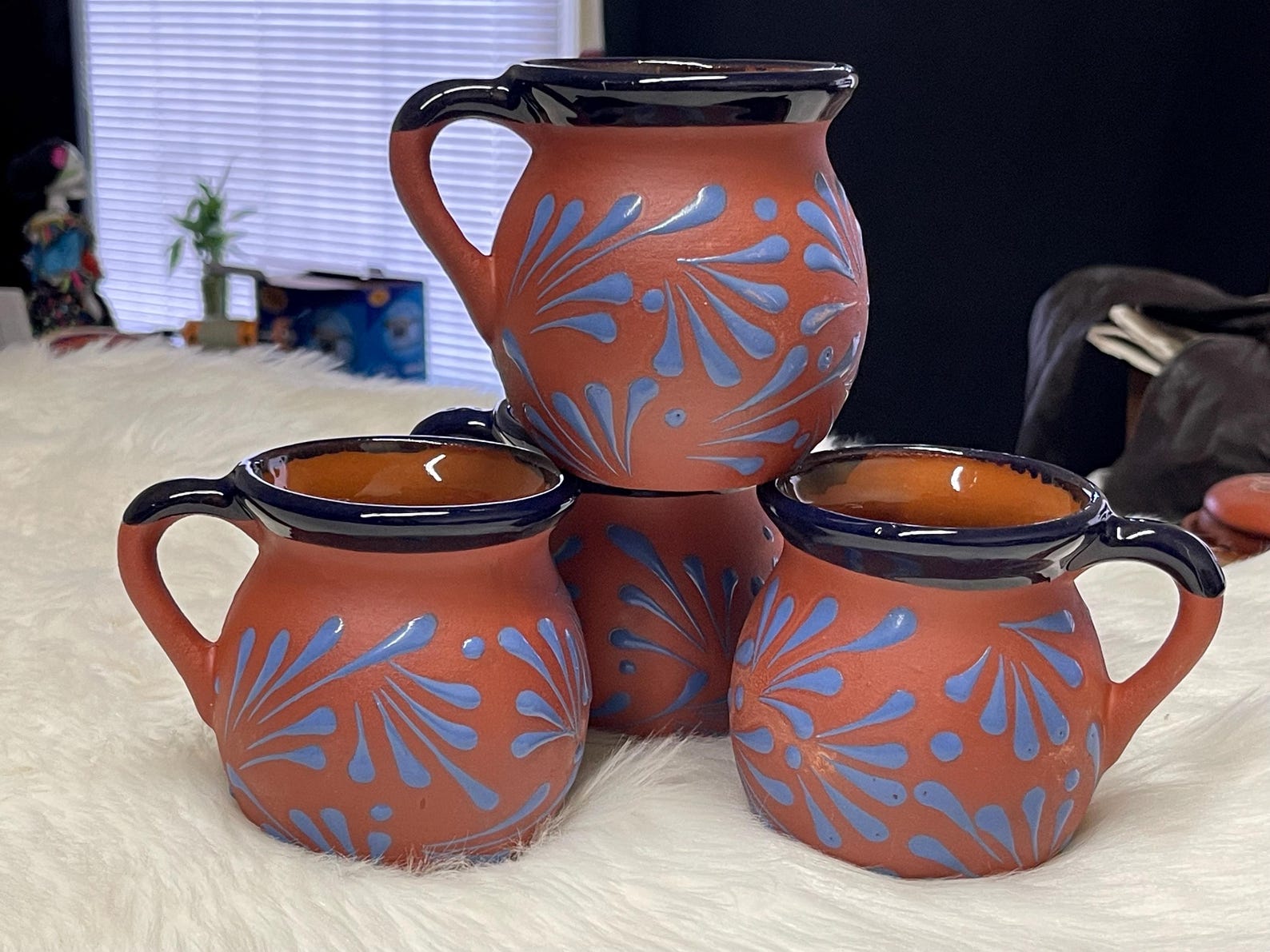 Jarritos De Barro Mexicanos.12pc Mexican Clay Mugs Feathered Designed ...
