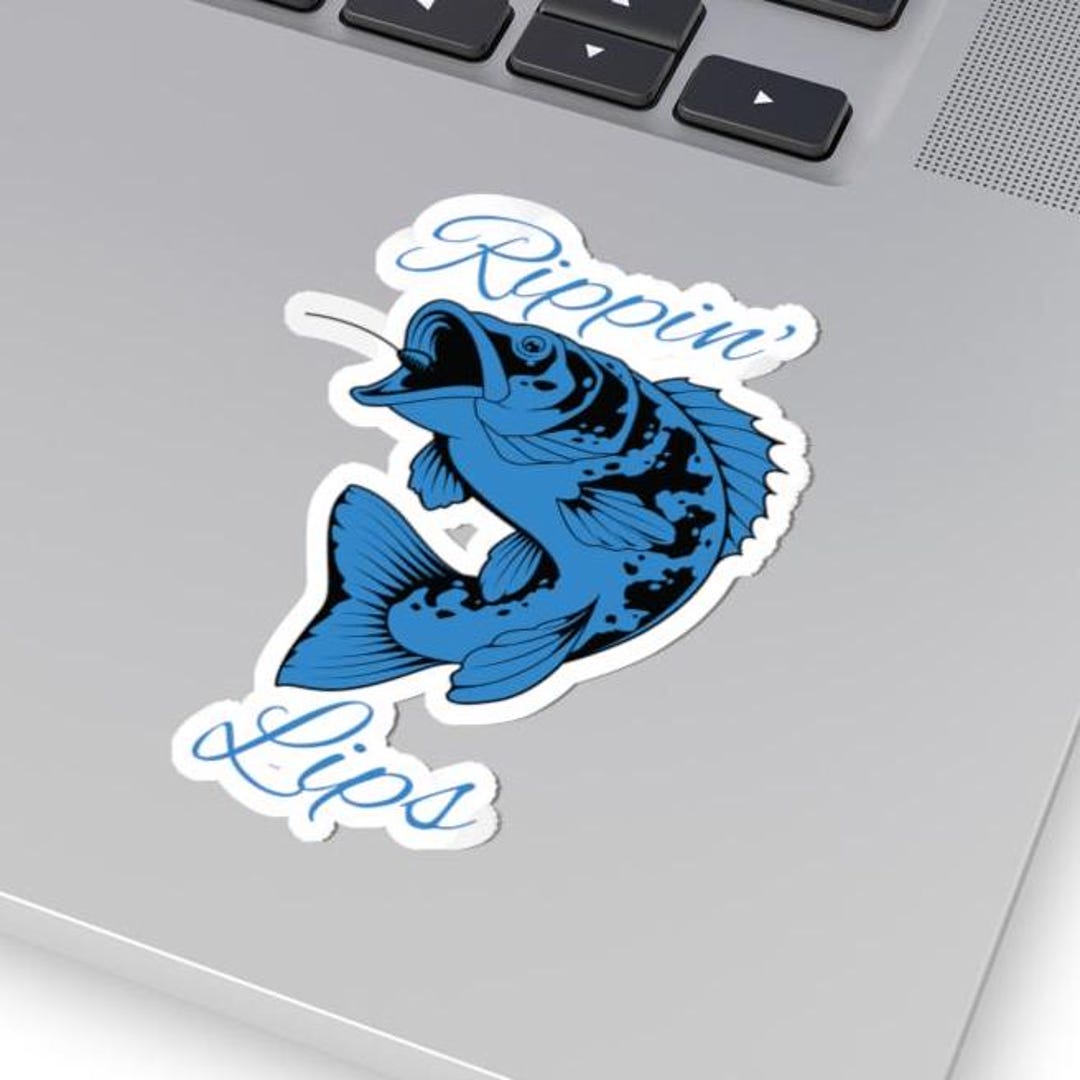 Ripping Lips Blue Fishing Sticker - Funny Vinyl Decal - Etsy