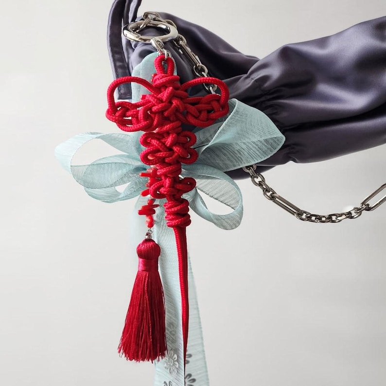 Korean Norigae Tassel Keychain – Wing Knot With Coral Accent Hanbok ...