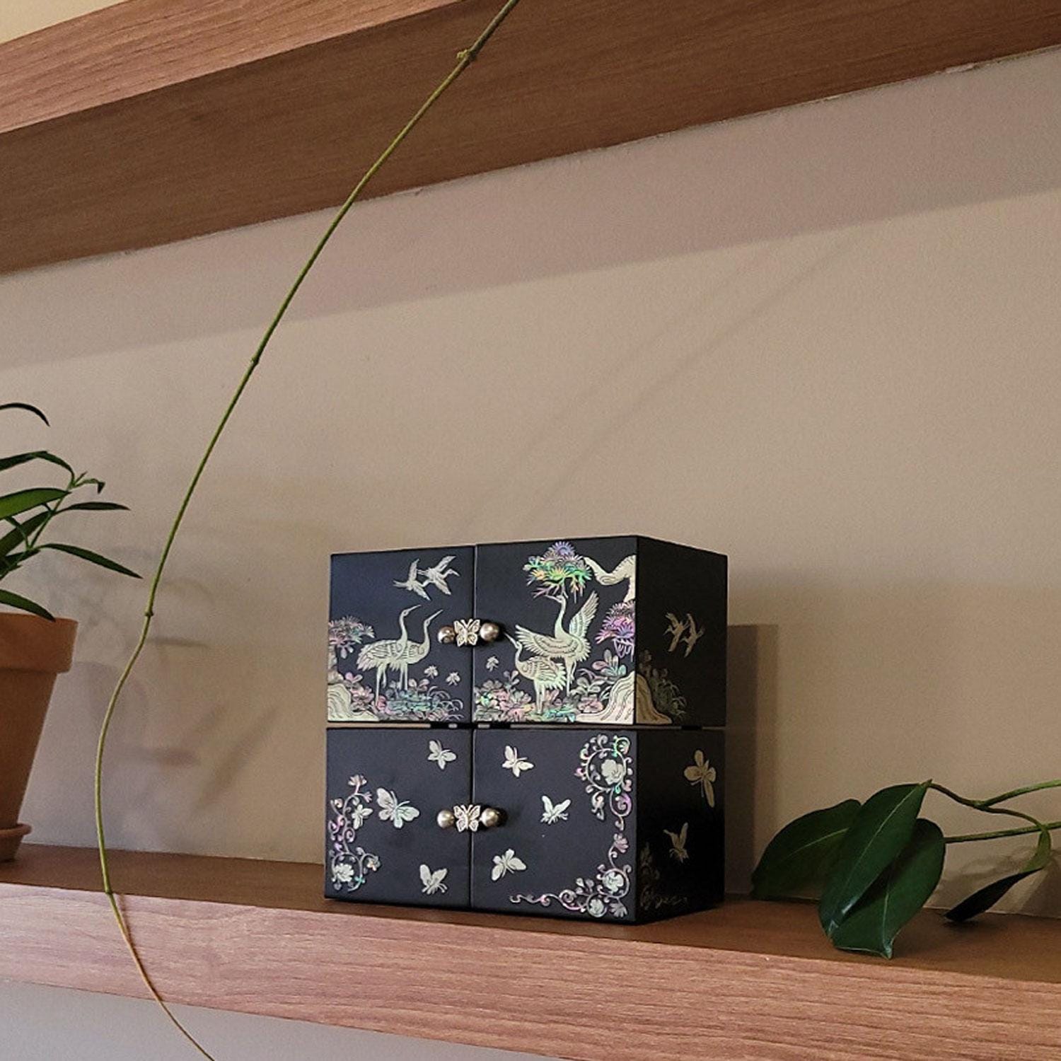 Mother of Pearl Jewelry Box – Handmade Korean Najeon Chilgi Crane ...