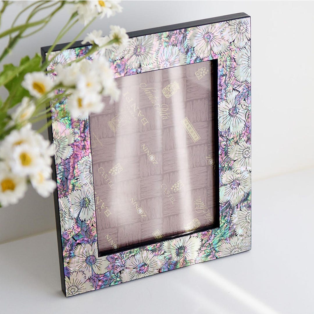 Korean Najeon Chilgi Flower Frame – Handmade Mother of Pearl Photo ...