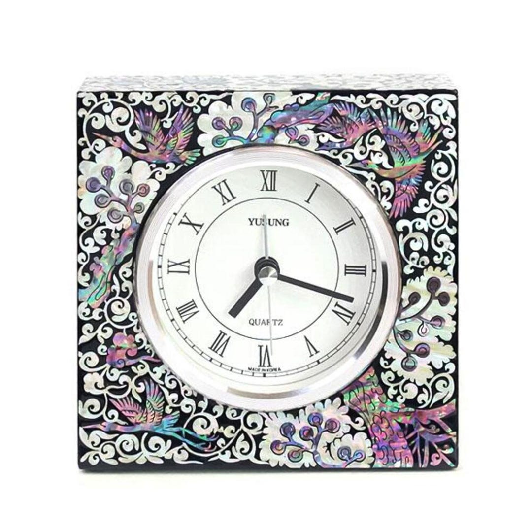 Korean Mother of Pearl Clock, Handmade Najeon Chilgi Table Decor With ...