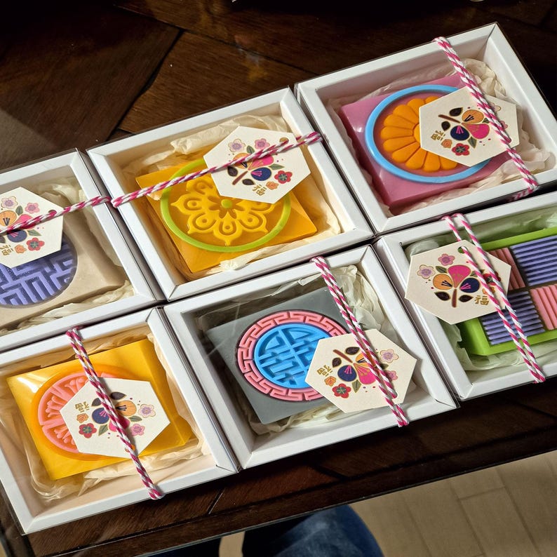 Korean Traditional Pattern Soap, Natural Herb Powder Bar, Handmade ...
