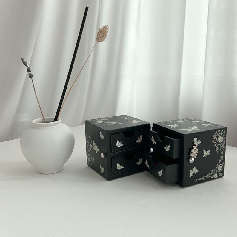 Mother of Pearl Jewelry Box – Handmade Korean Najeon Chilgi Crane ...