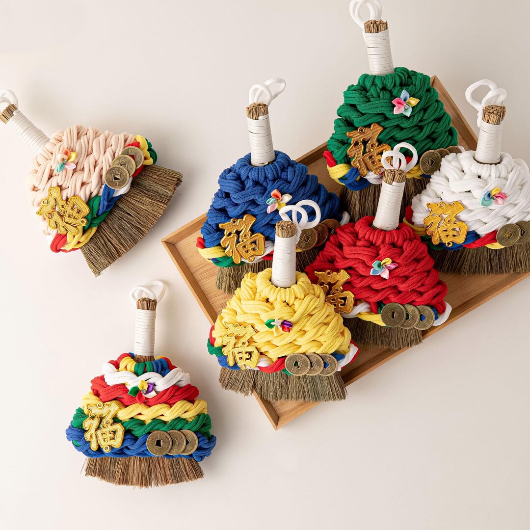 Korean Traditional Lucky Color Broom With Tassel – Decorative Handmade ...