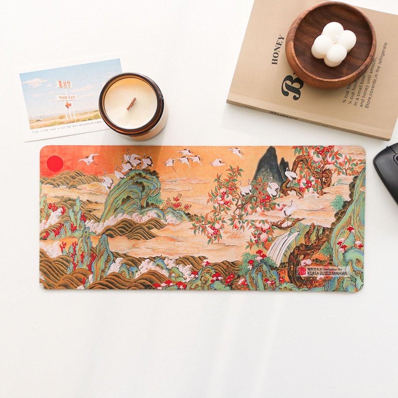 Korean Minhwa Mouse Pad – Traditional Folk Art Desk Mat | Irwol Obongdo ...