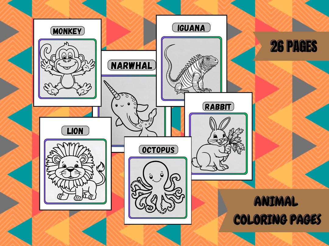 Printable Animal Coloring Book | 26 Cute Animal Pages | Instant ...