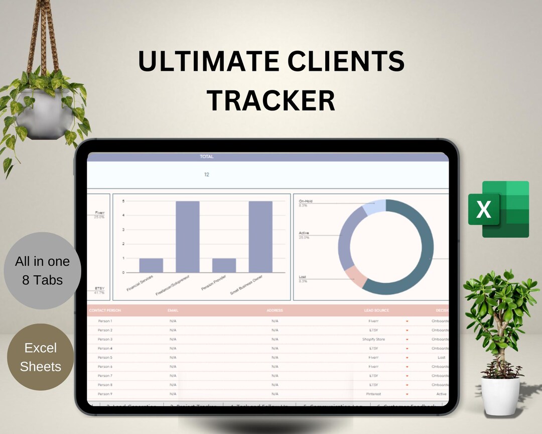 Customer Tracker Excel Template | CRM Spreadsheet for Customer & Lead ...