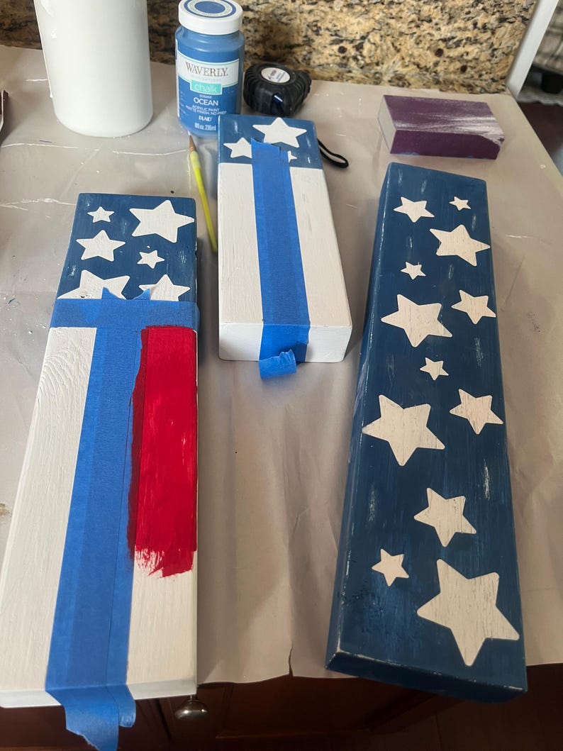 Rustic Patriotic Wood Firecracker Set: Stars & Stripes 4th of July ...