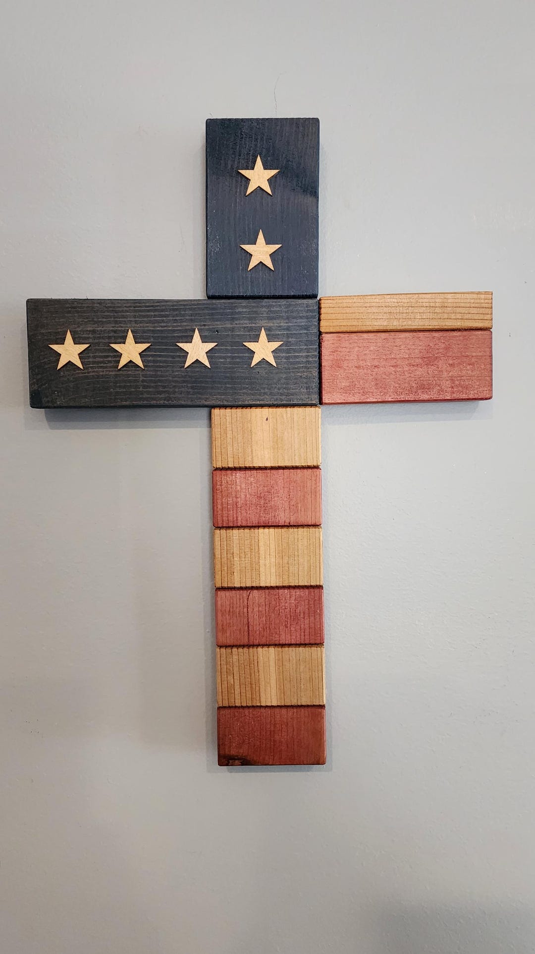 Rustic Wooden Flag Cross – Handcrafted Patriotic Decor - Etsy