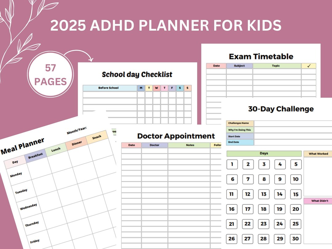2025 ADHD Planner for Kids | Visual Schedule | Routine Chart | Behavior ...