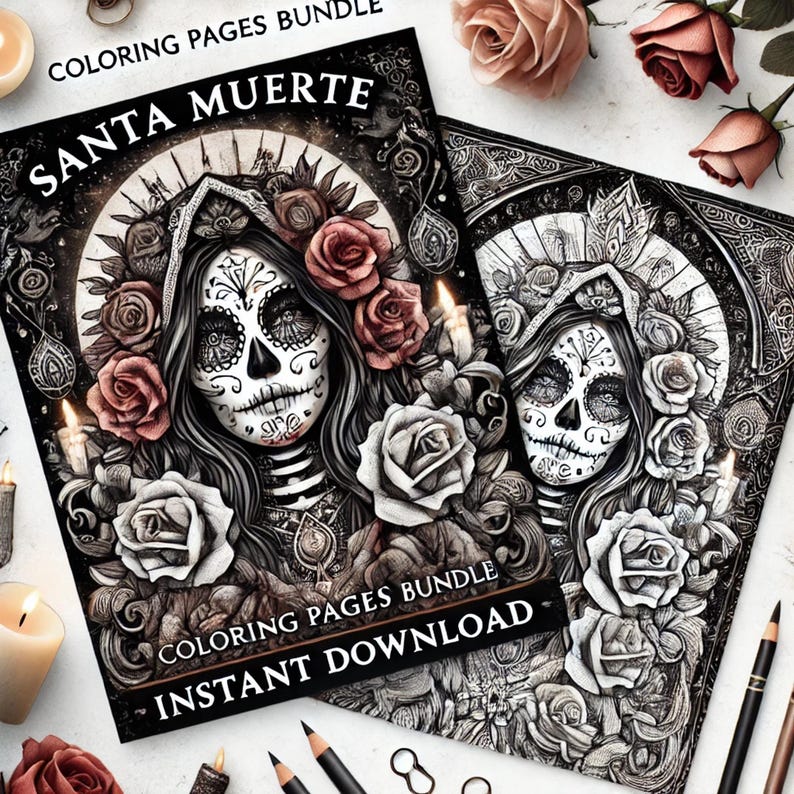 Santa Muerte Coloring Pages Bundle 3 Pages - Etsy