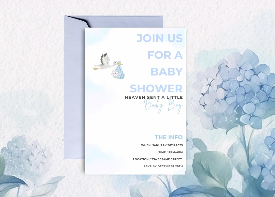 Babe Shower Invitation Template | Editable Invitation Template | Baby ...