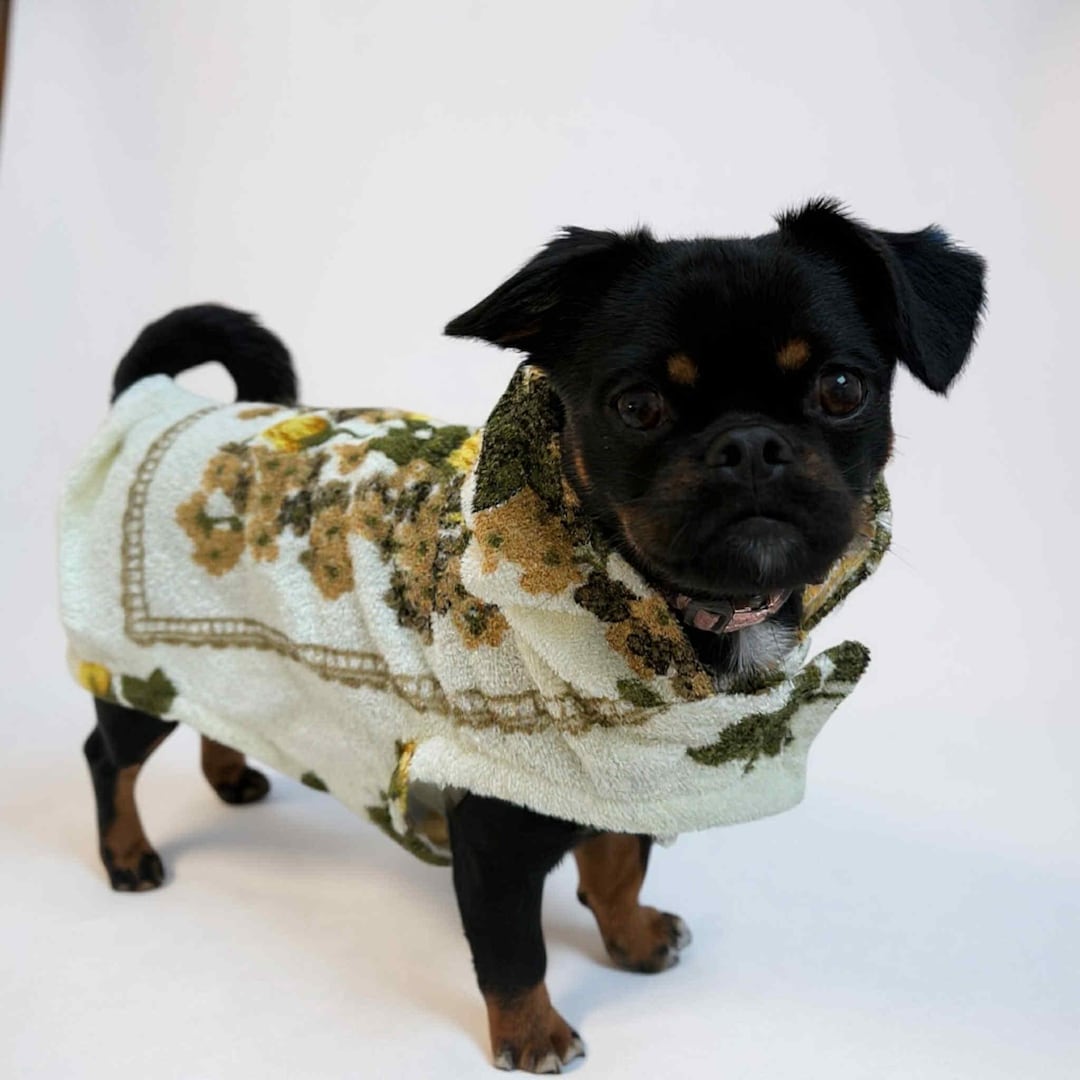 Retro Towelling Dog Jacket - Made From Vintage Towels - Eco-friendly ...