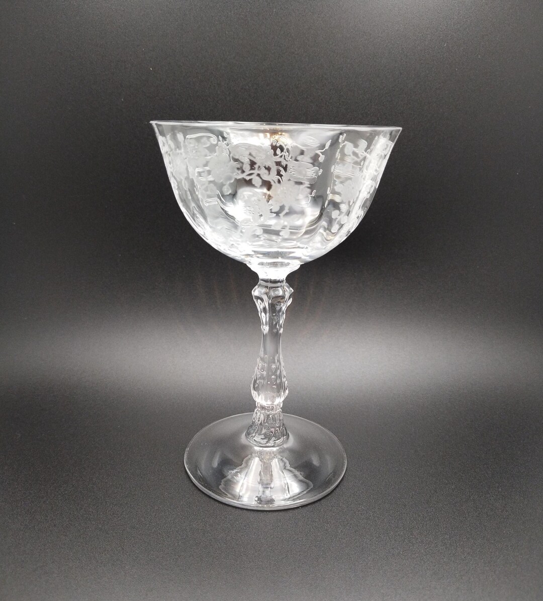 Vintage Fostoria Etched Meadow Rose Blown Glass Champagne / Tall ...