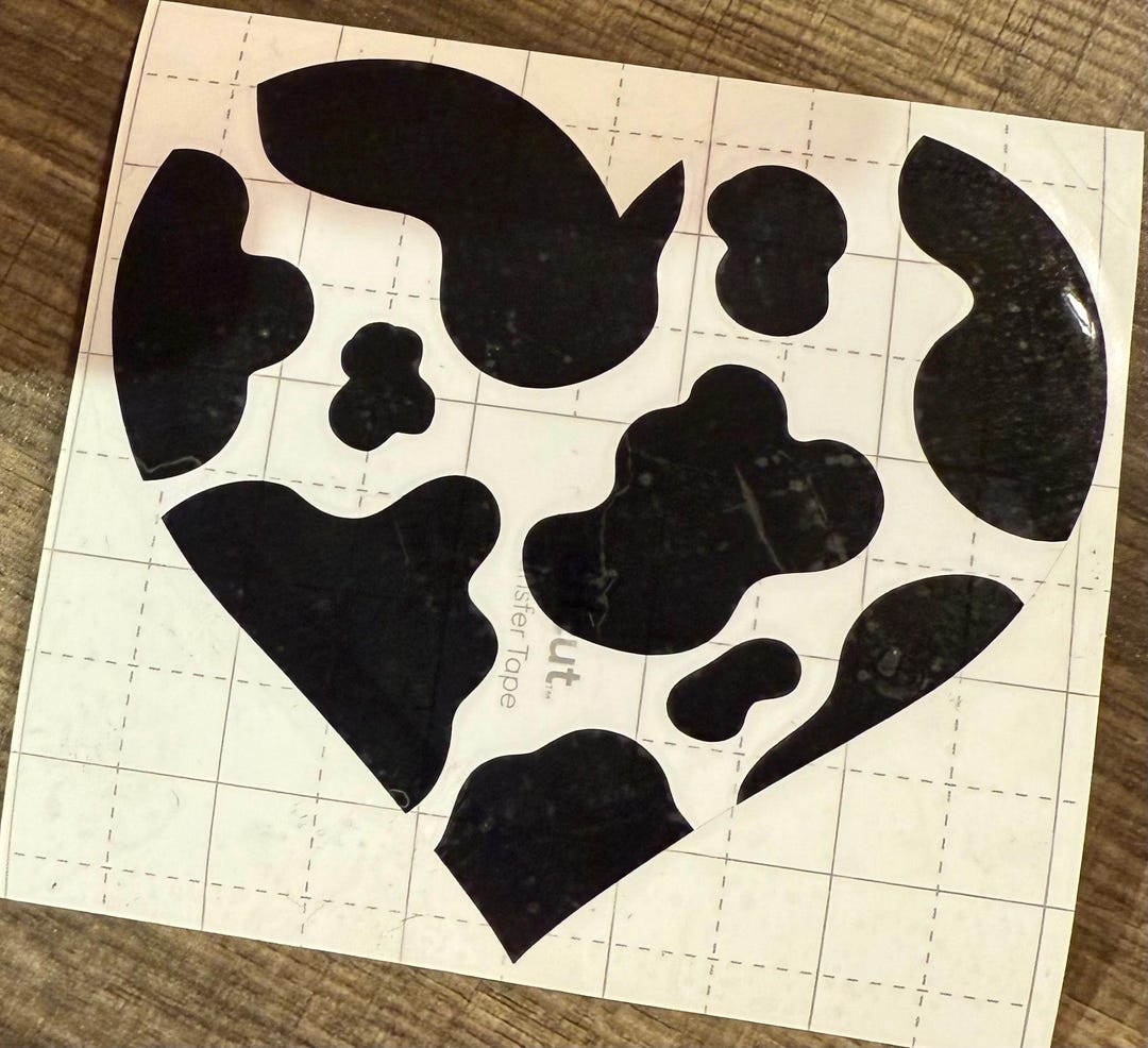 Cow Print Heart Decal - Etsy