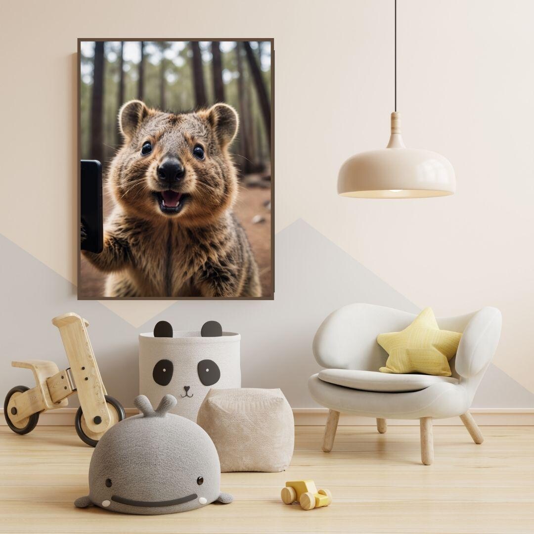 Quokka Selfie Print | Cute Animal Wall Art | Funny Quokka Digital ...
