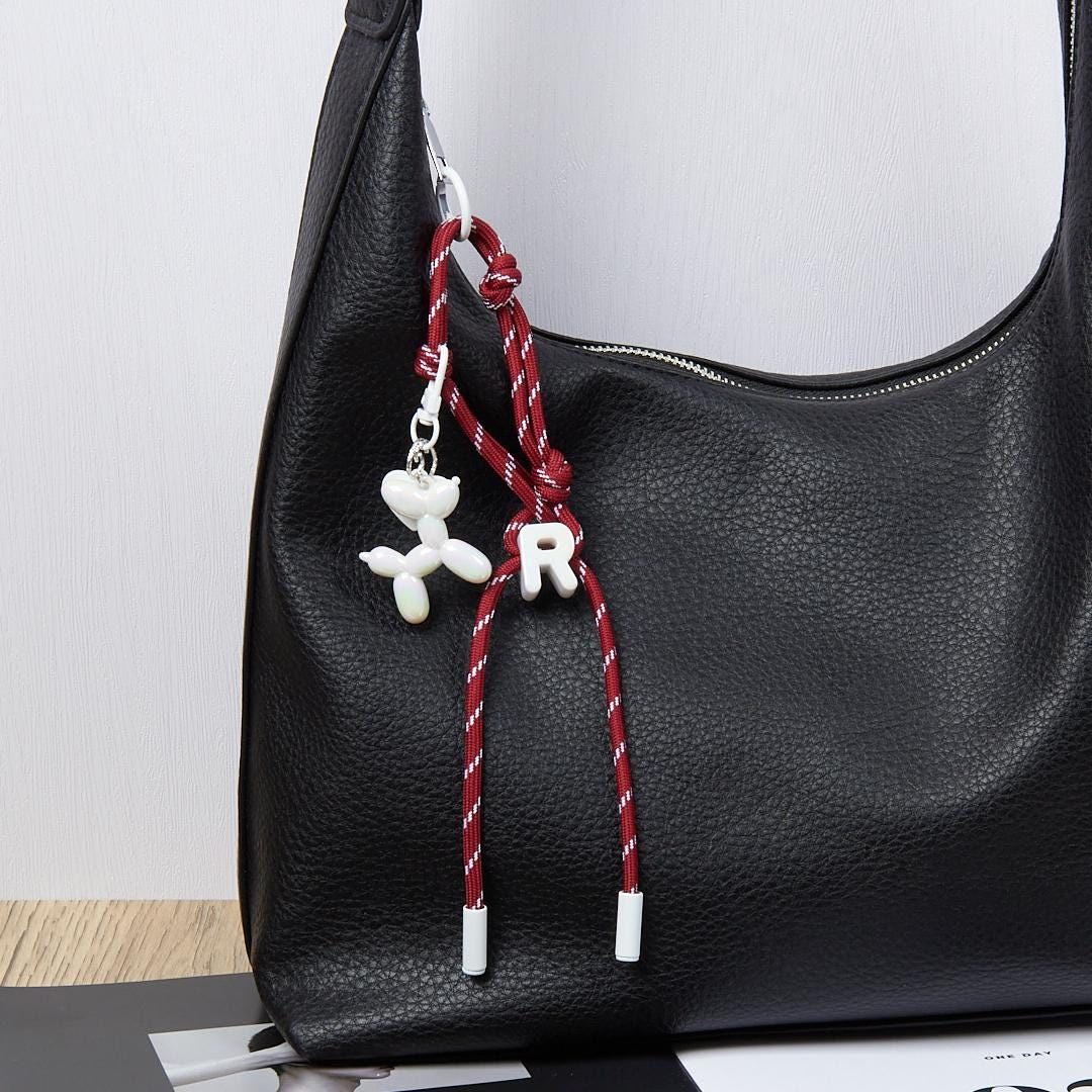 Personalized Rope Bag Charm With Initial & Balloon Dog - Etsy