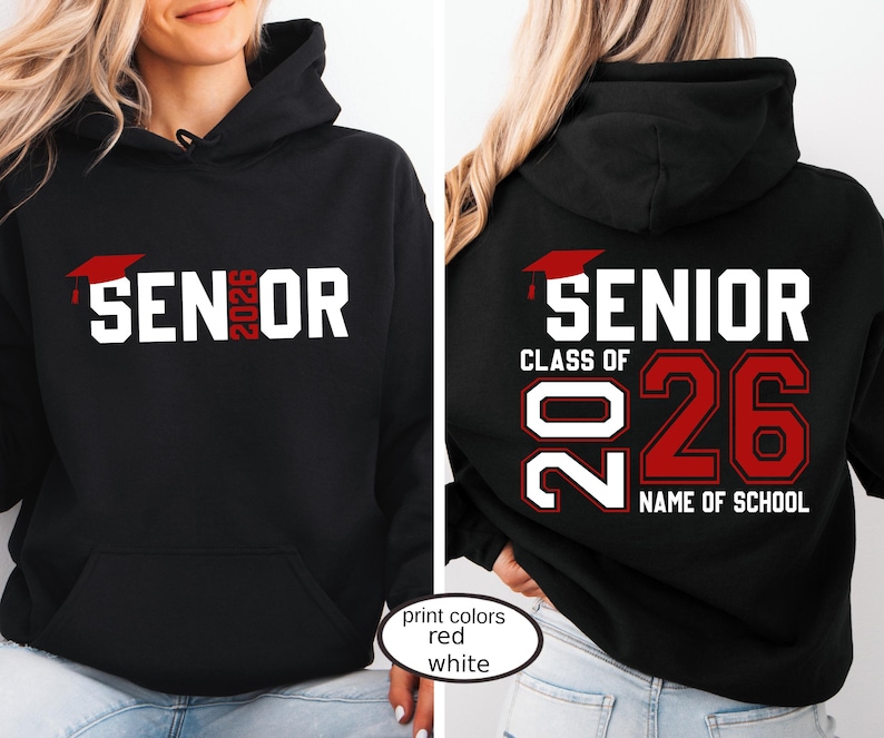 Custom Senior Class of 2026 Hoodie, High School Graduation Hoodie ...