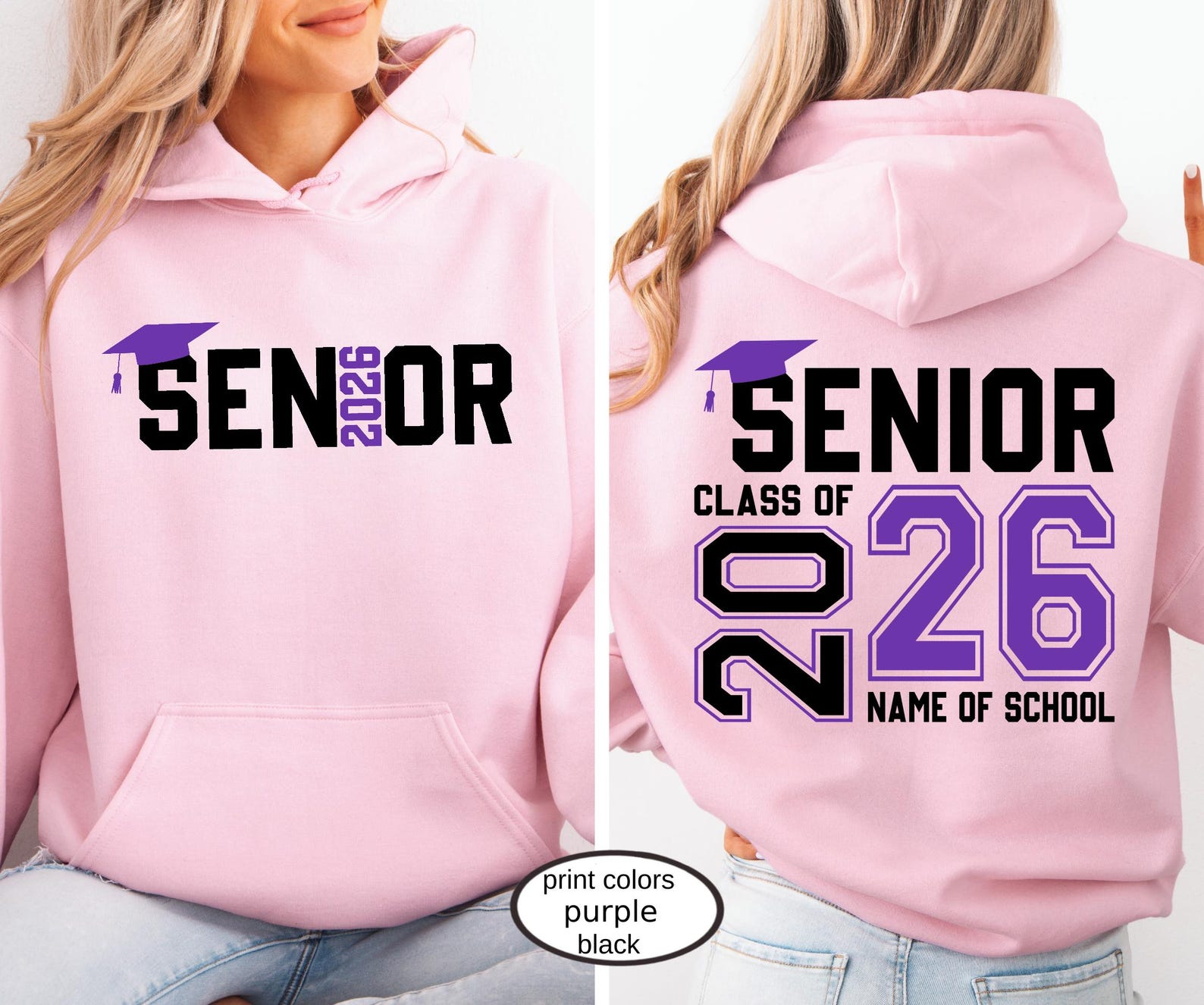 Custom Senior Class of 2026 Hoodie, High School Graduation Hoodie ...