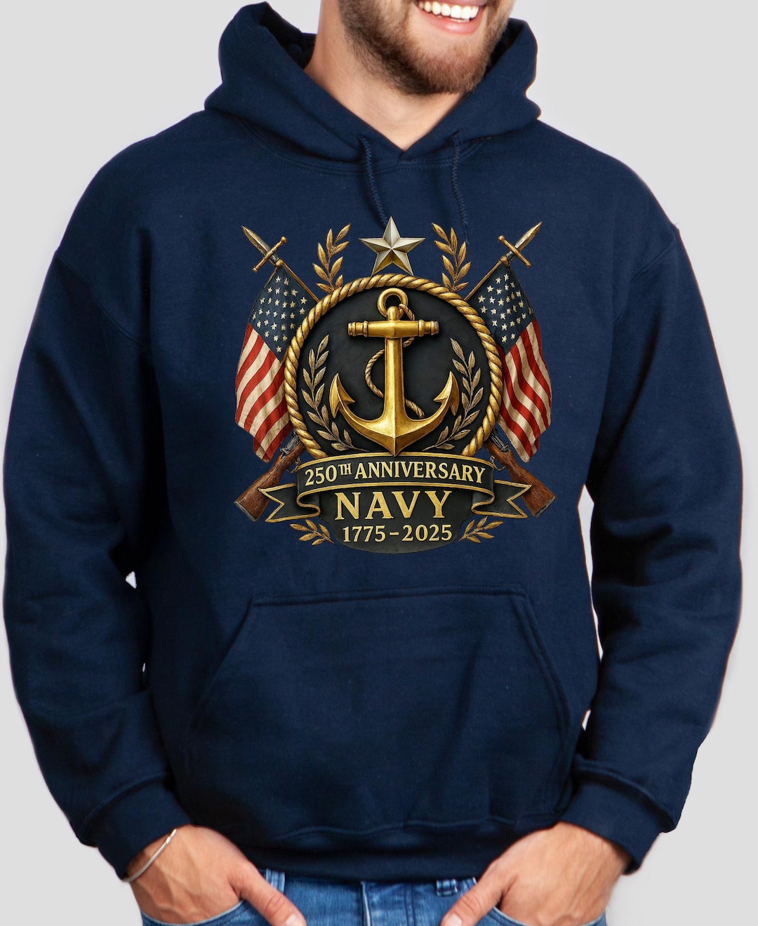 US Navy 250th Anniversary Hoodie: Military Graduation Hoodie Patriotic ...