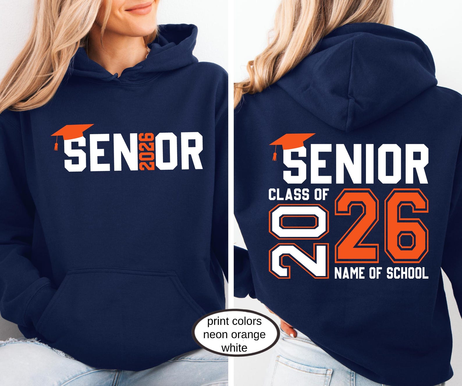 Custom Senior Class of 2026 Hoodie, High School Graduation Hoodie ...