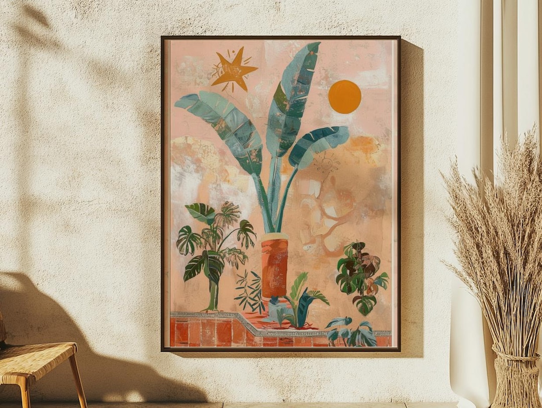 Tropical Boho Wall Art | Banana Leaf Botanical Print | Terracotta ...