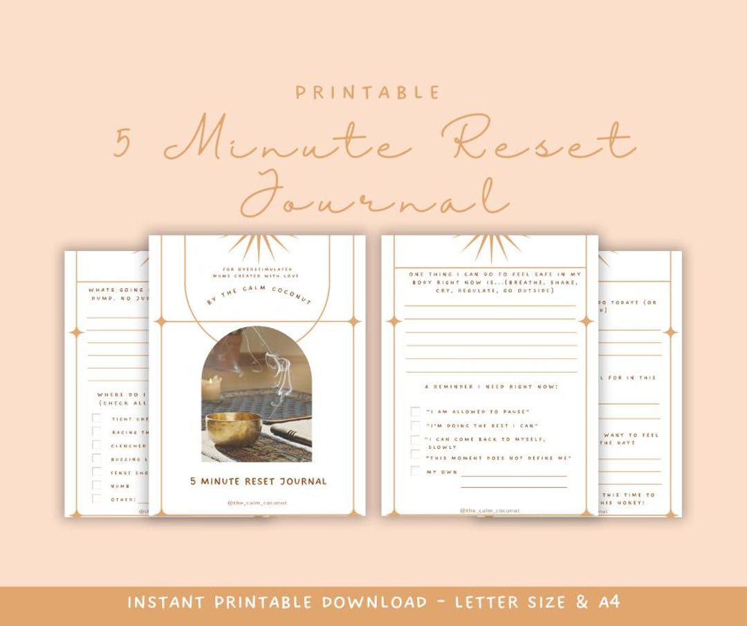 5-minute Nervous System Reset Journal | Digital Self-care Printable | Anxiety & Stress Relief ...