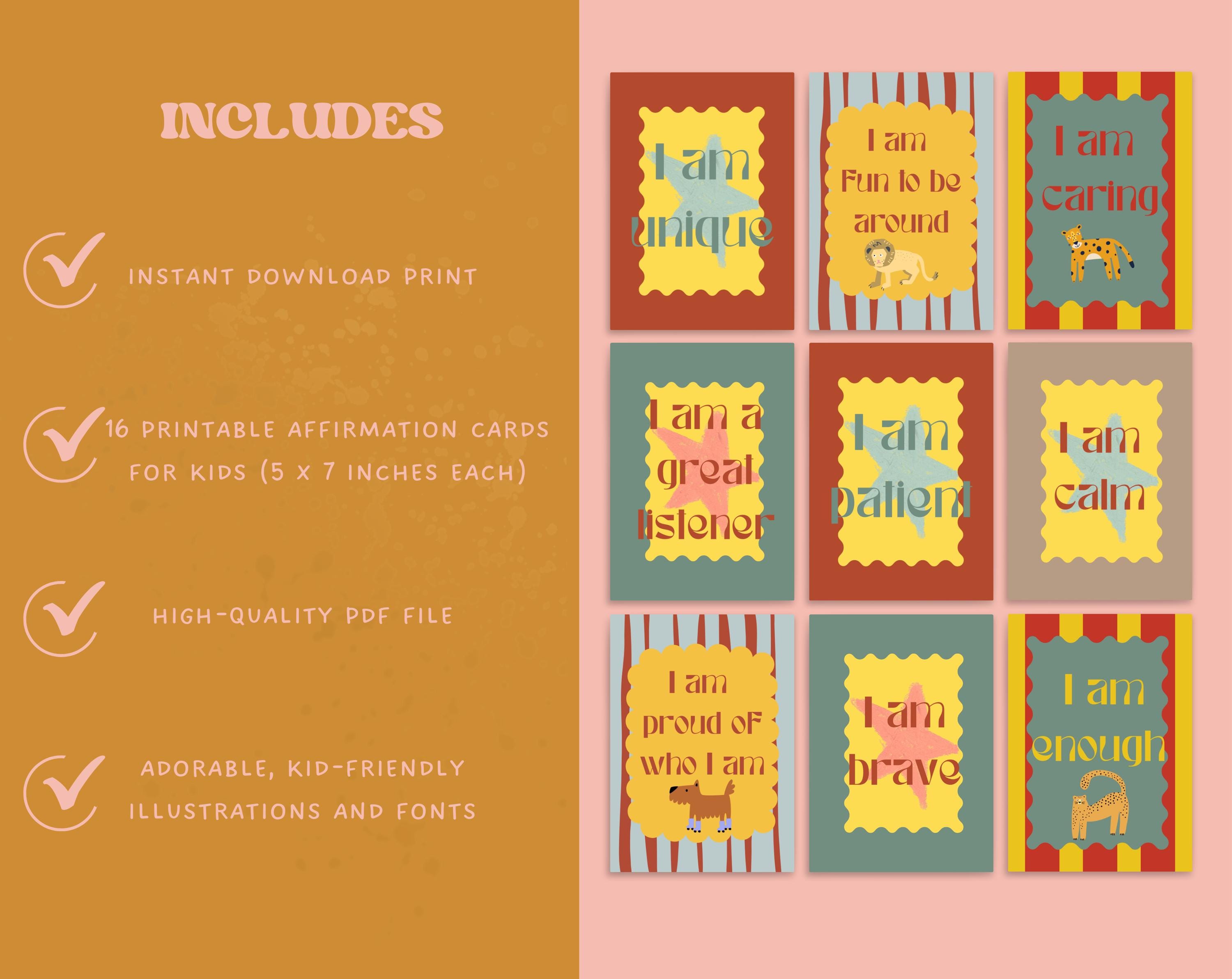 Printable Kids Affirmation Cards | Positive "i Am" Statements for ...